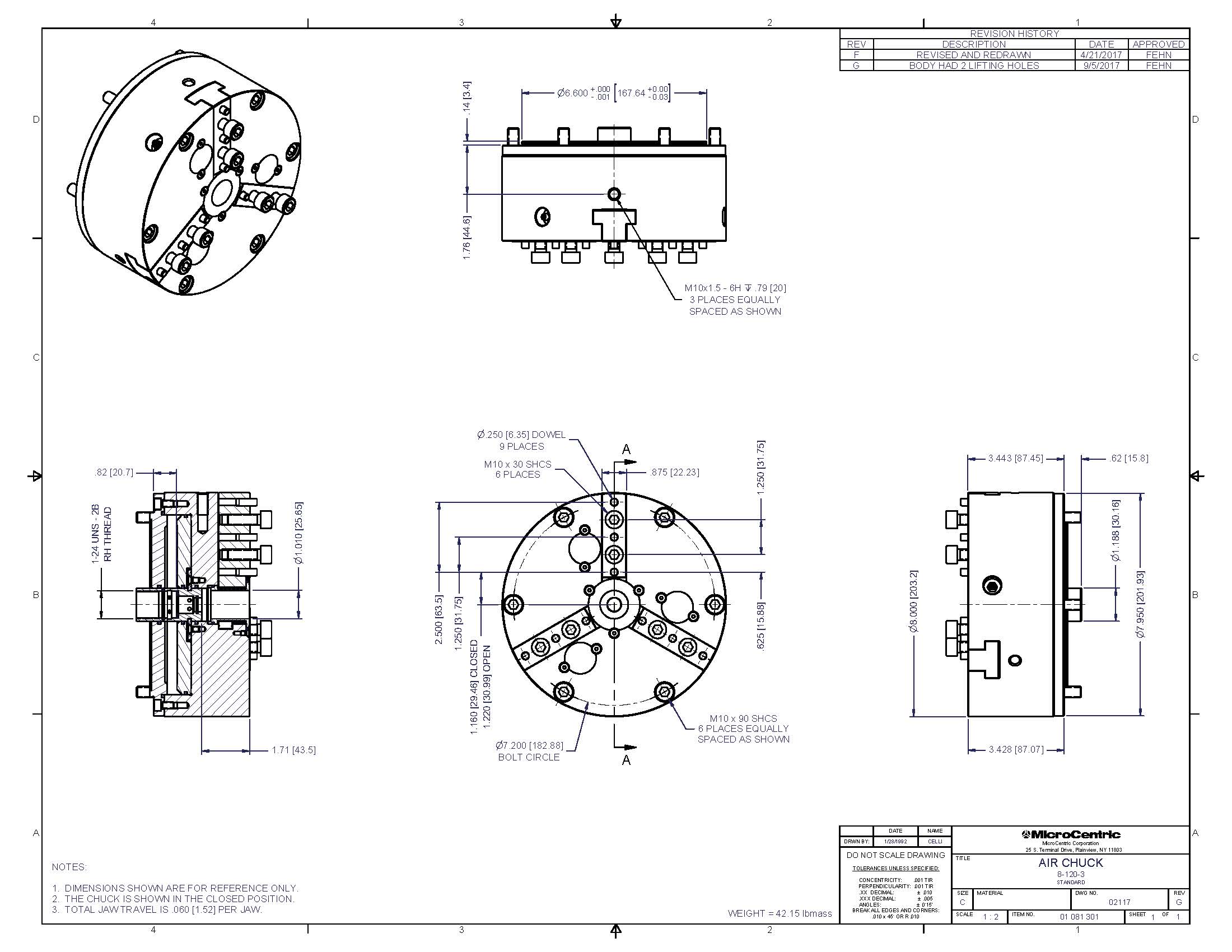 Model 8-120-3, Rotating Air Chucks On MicroCentric Corp.